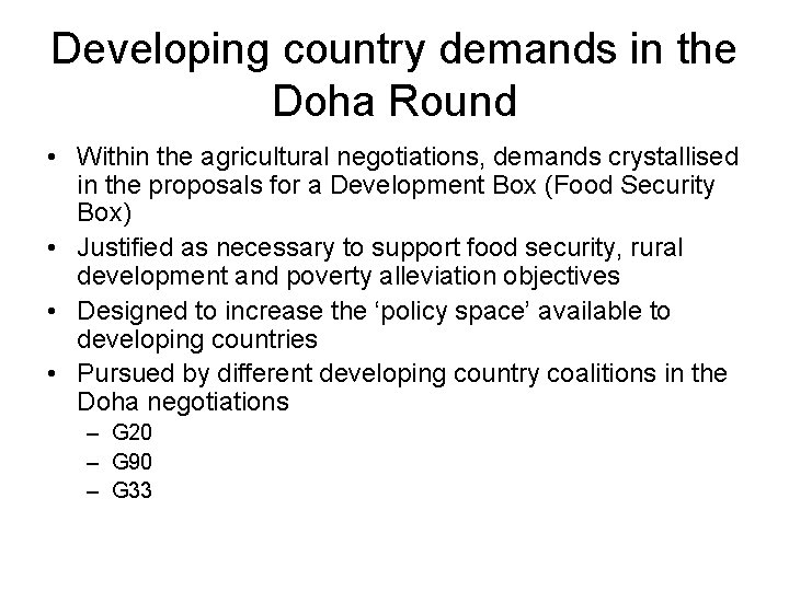 Developing Countries and the Doha Round Agricultural Negotiations