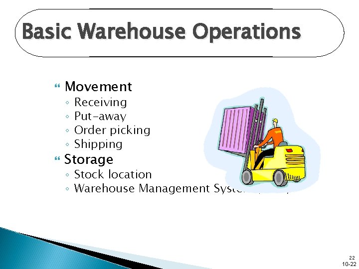 WAREHOUSING 10 1 Warehouse A warehouse is typically