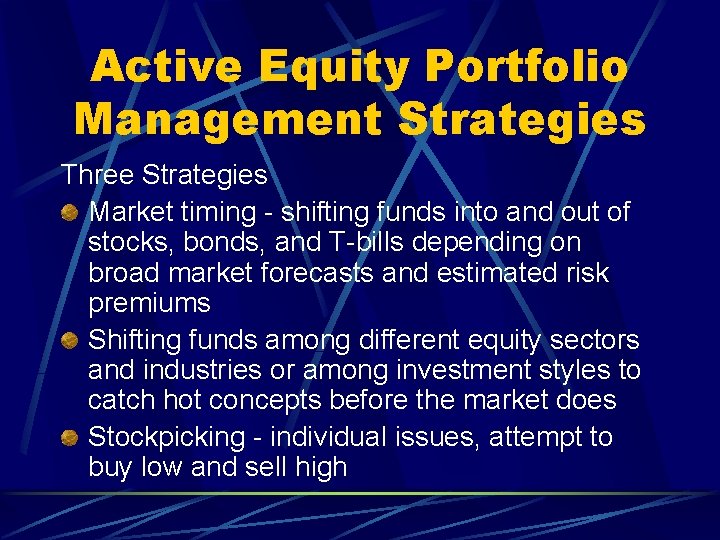 Chapter 17 EQUITYPORTFOLIO MANAGEMENT Chapter 17 Questions What