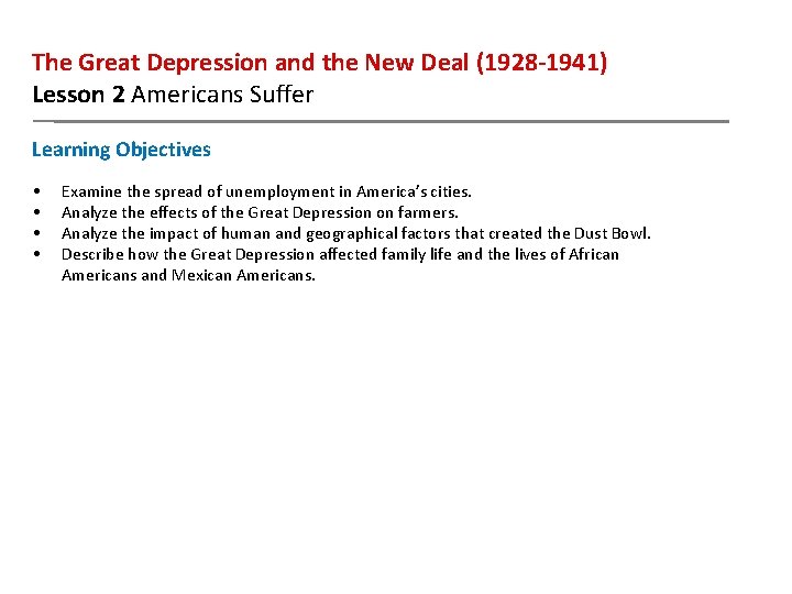 The Great Depression and the New Deal 1928