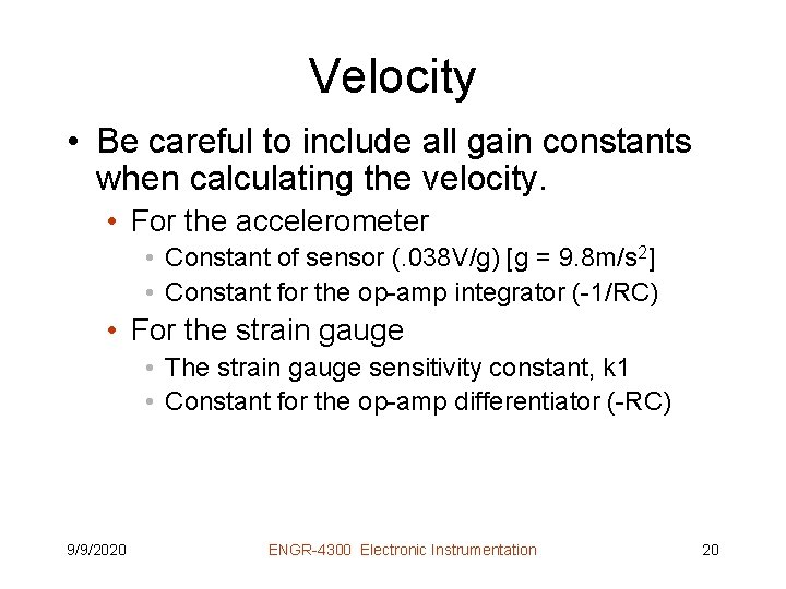 Electronic Instrumentation Project 2 Velocity Measurement Cantilever Beam