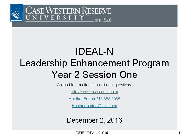 IDEALN Leadership Enhancement Program Year 2 Session One