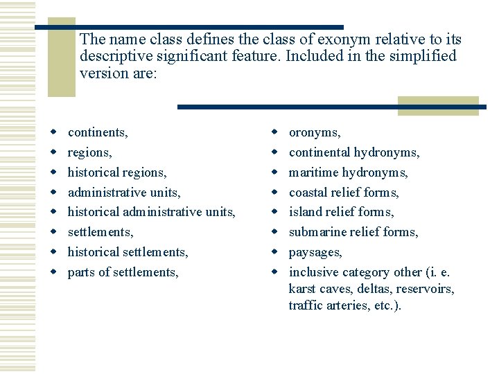 Types of Exonyms in Slovene Language Drago Kladnik