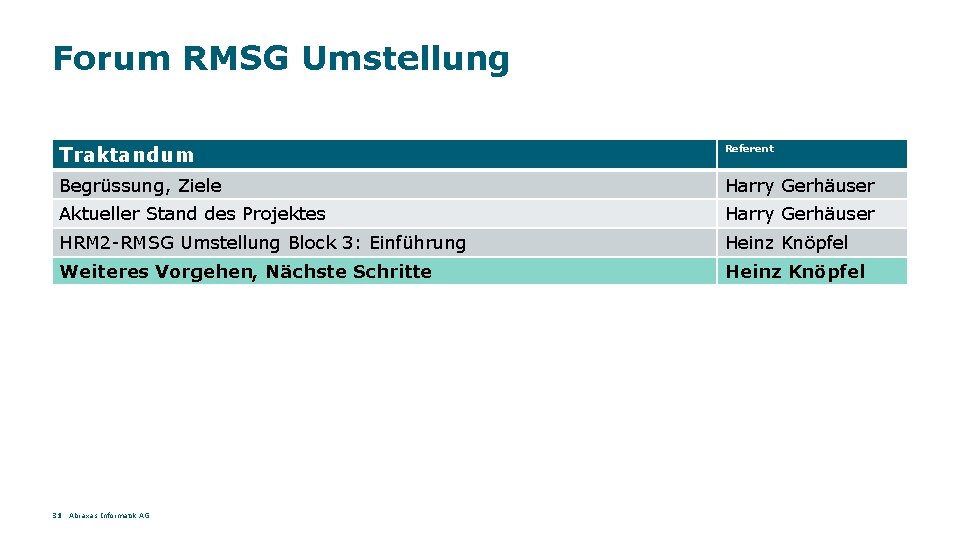 Herzlich willkommen Forum 5 RMSGUmstellung 19 September 2018