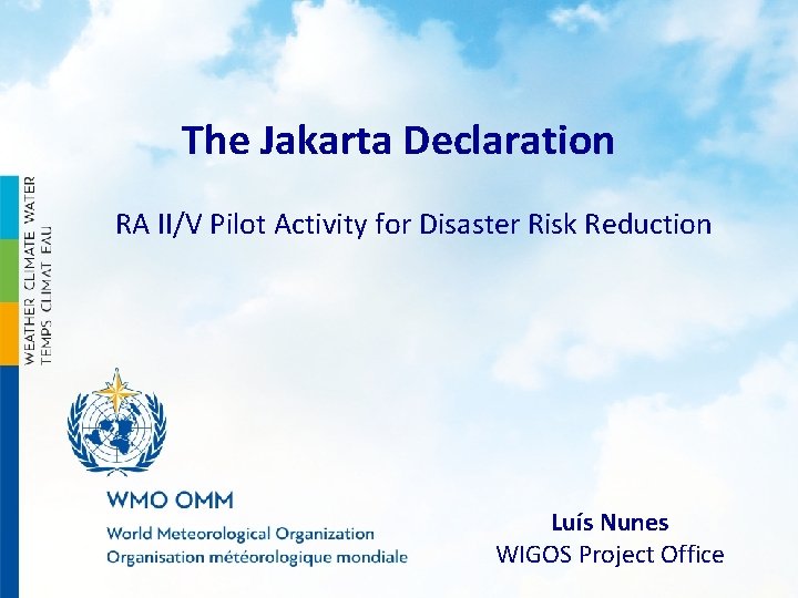 The Jakarta Declaration RA IIV Pilot Activity for