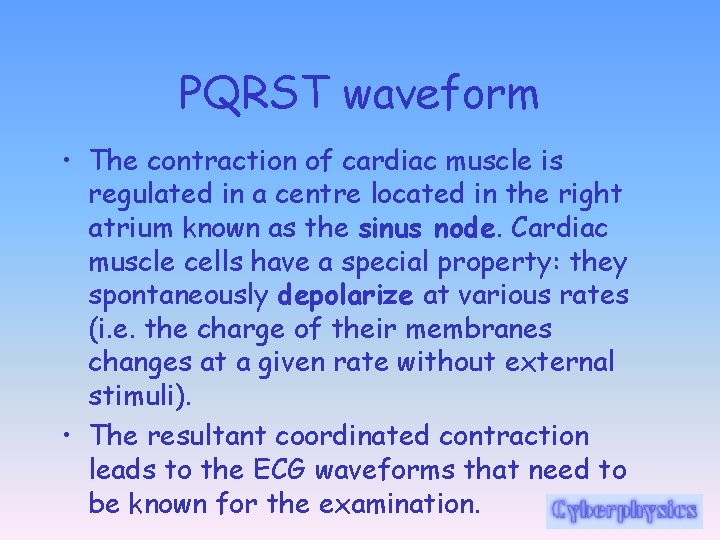Medical Physics Option Notes ECG electrocardiogram ECG The