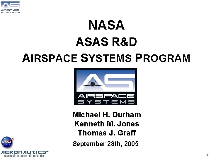 NASA ASAS RD AIRSPACE SYSTEMS PROGRAM Michael H