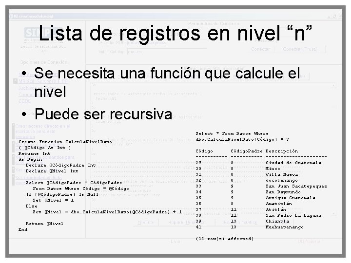 Tablas y Funciones de SQL Server para Implementar