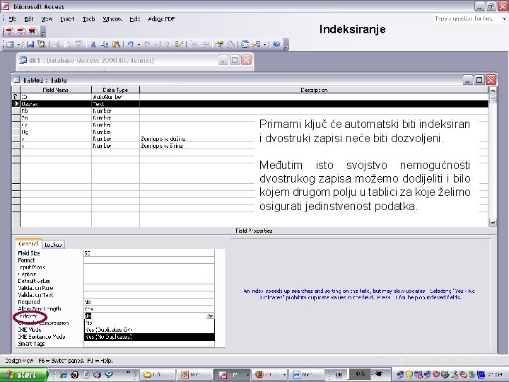 Microsoft ACCESS odrediti pojam baze podataka opisati osnovne