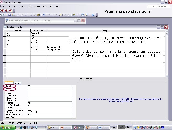 Microsoft ACCESS odrediti pojam baze podataka opisati osnovne