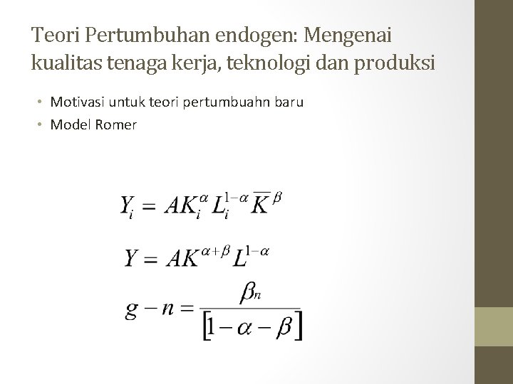 Teori Klasik dari Pertumbuhan dan Pembangunan Ekonomi Prof