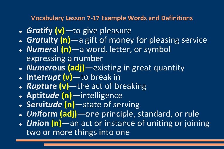 Vocabulary Lesson 7 17 Please get ready to