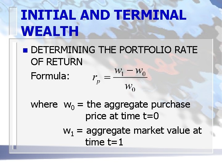 CHAPTER SIX THE PORTFOLIO SELECTION PROBLEM INTRODUCTION n