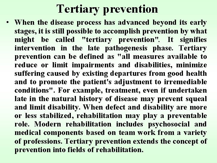 Lecture 7 Preventive medicine and its importance for