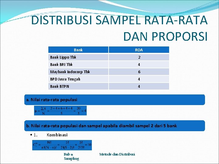 BAB 11 METODE DAN DISTRIBUSI SAMPLING OUTLINE BAGIAN