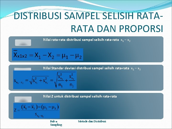 BAB 11 METODE DAN DISTRIBUSI SAMPLING OUTLINE BAGIAN