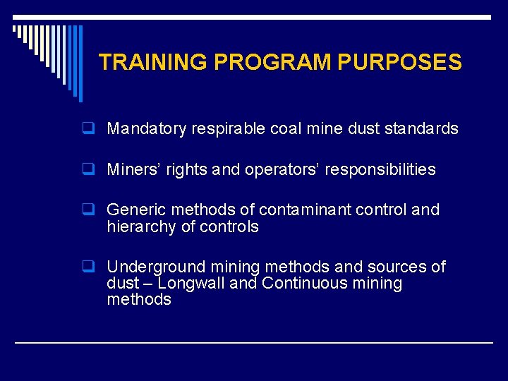 Control of Airborne Respirable Dust Hazards A Training