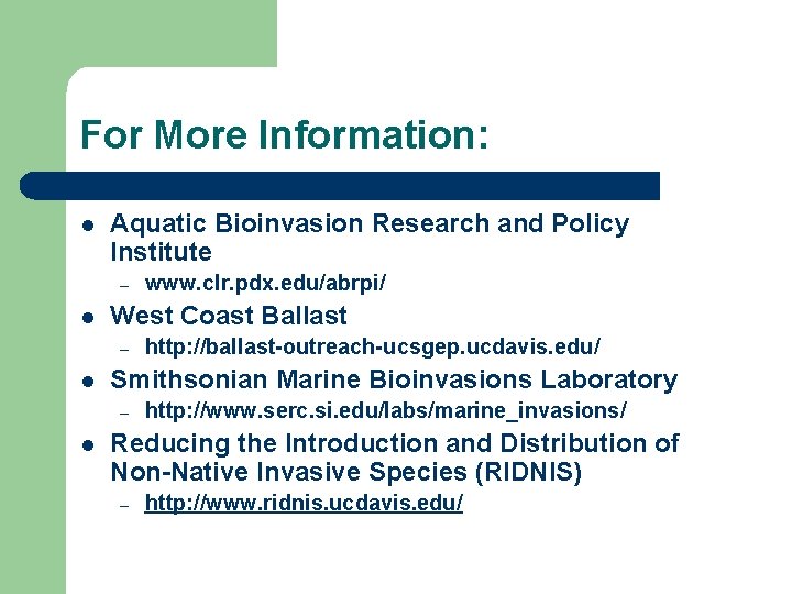 Introduction to Maritime Transportation NonIndigenous Aquatic Invasive ...