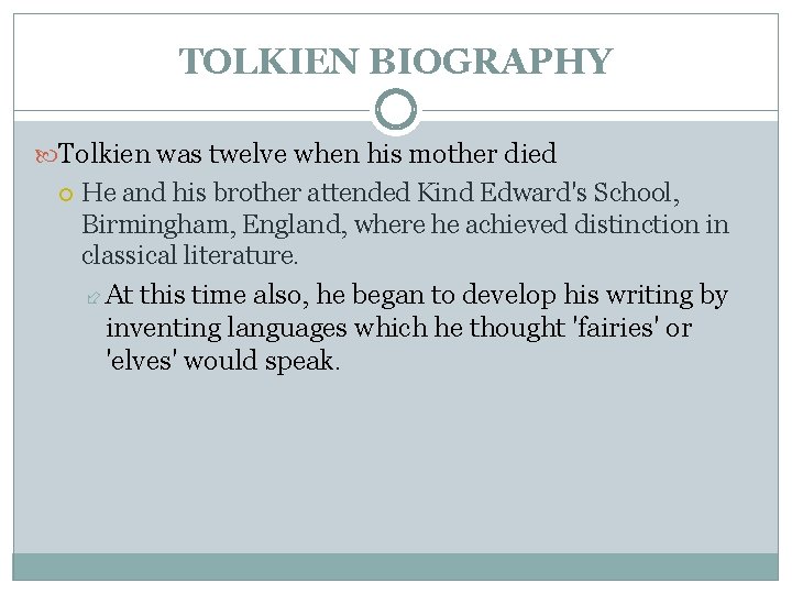 A Brief Introduction to J R R Tolkien