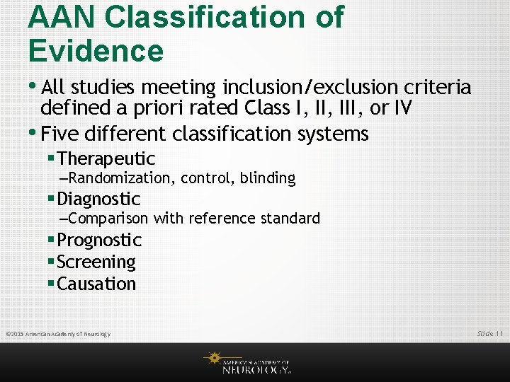 2015 American Academy of Neurology Evidencebased Guideline Management