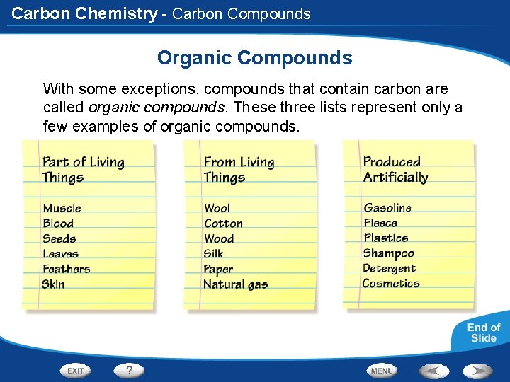 Carbon Chemistry Table of Contents Properties of Carbon