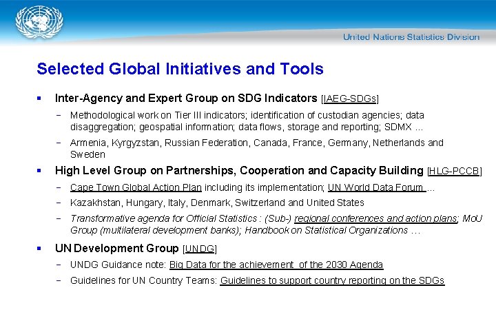 Implementation of the SDG indicator framework Translating global