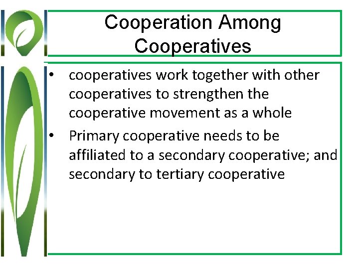 GENERAL CONCEPTS AND PRINCIPLES OF COOPERATIVES Coop 002