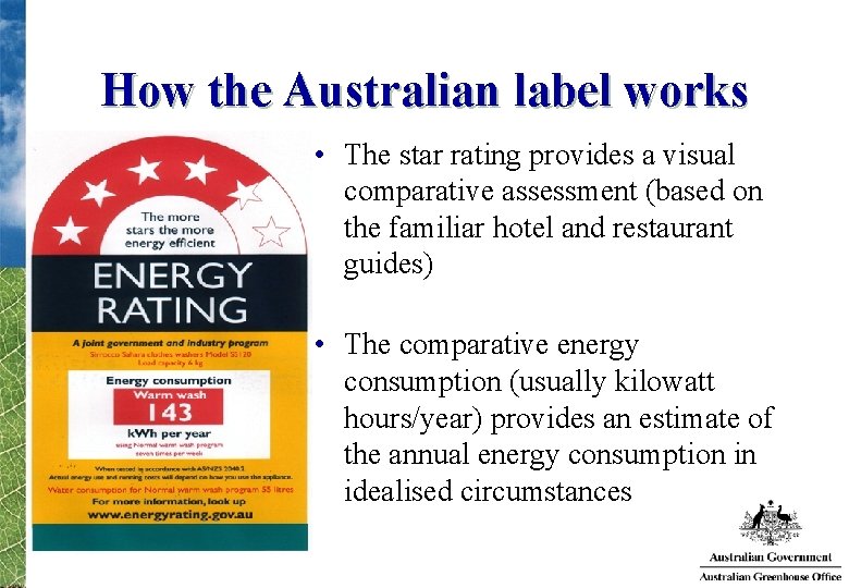 Australias Energy Efficiency Labelling Experience Tim Yeend Australian