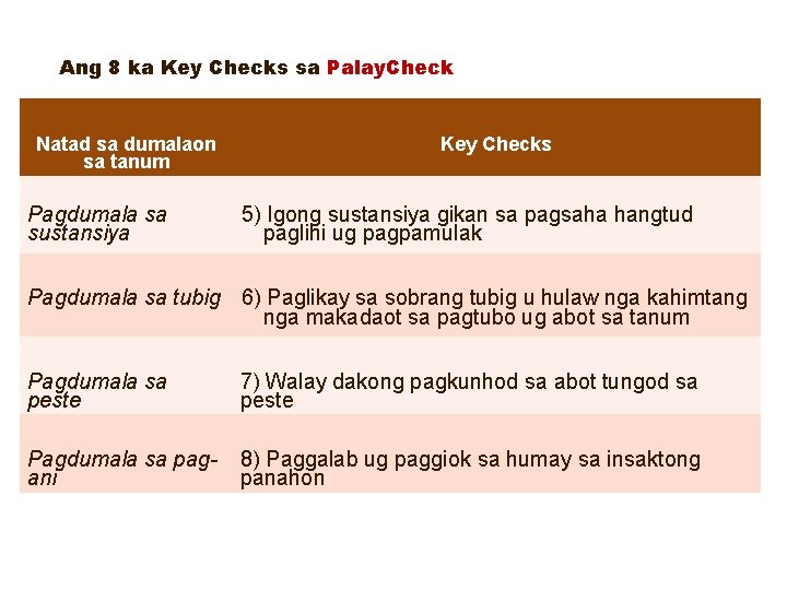 Ang Sistema sa Palay Check Hunahuna Sukaranan ug