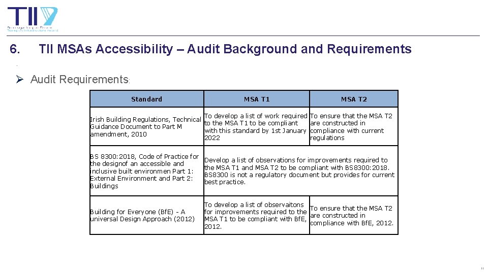 TII Motorway Service Area Programme Universal Access Provision