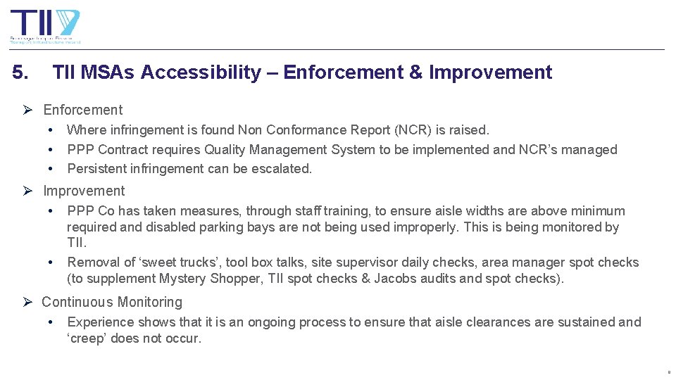 TII Motorway Service Area Programme Universal Access Provision