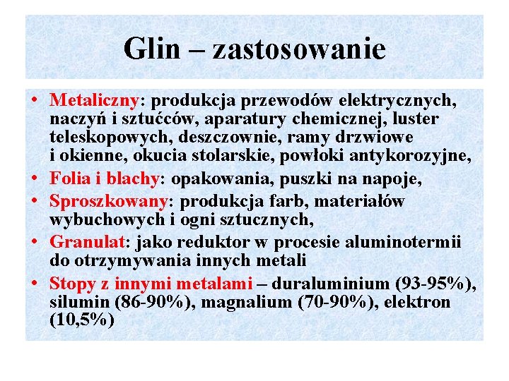 Borowce glin oglna charakterystyka borowcw wystpowanie glinu otrzymywanie