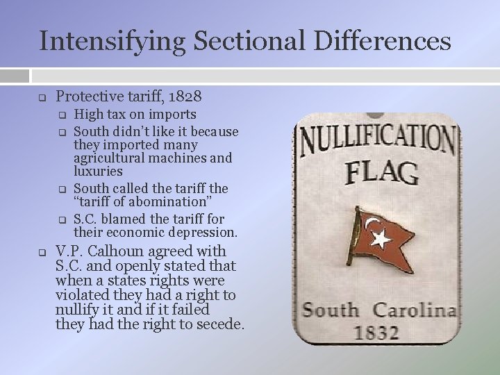 Level 2 JACKSON AND SECTIONAL DIFFERENCES Vocabulary Tariff