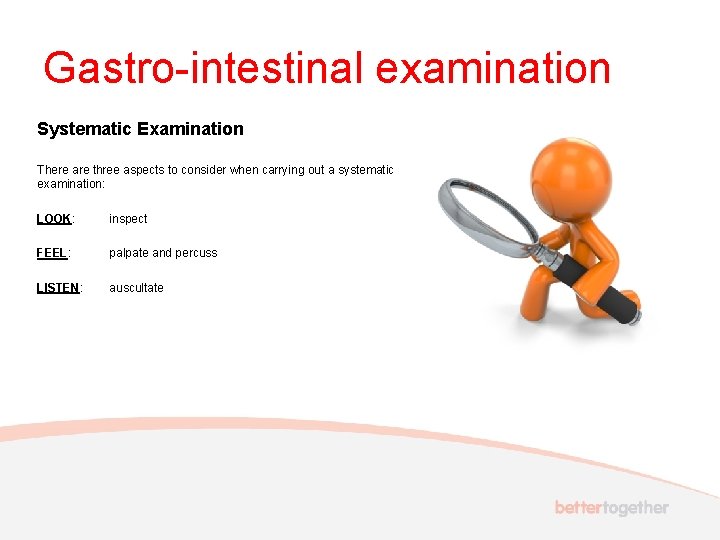 UWE Bristol Gastrointestinal examination Anna Neary Gastrointestinal ...