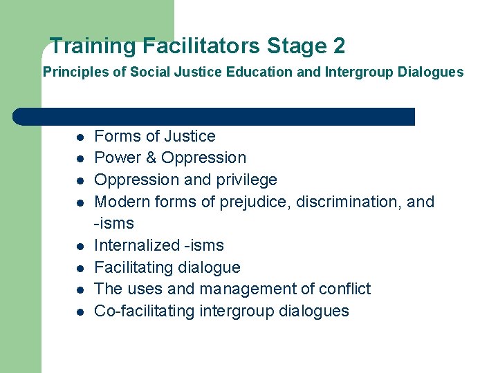 Training and Supporting Facilitators of Intergroup Dialogue A