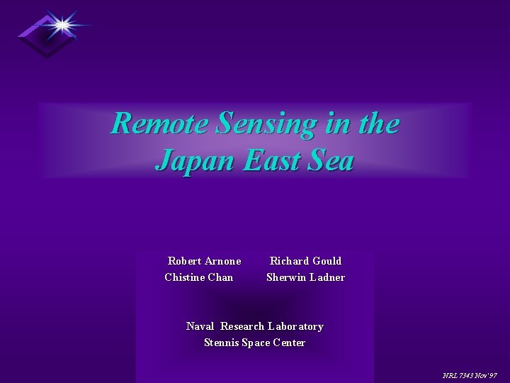 Remote Sensing in the Japan East Sea Robert