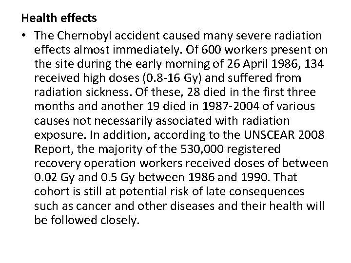 Health effects of Chernobyl United Nations Scientific Committee