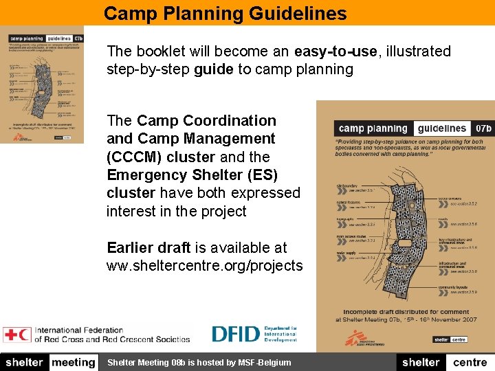 Camp Planning Guidelines The booklet will become an
