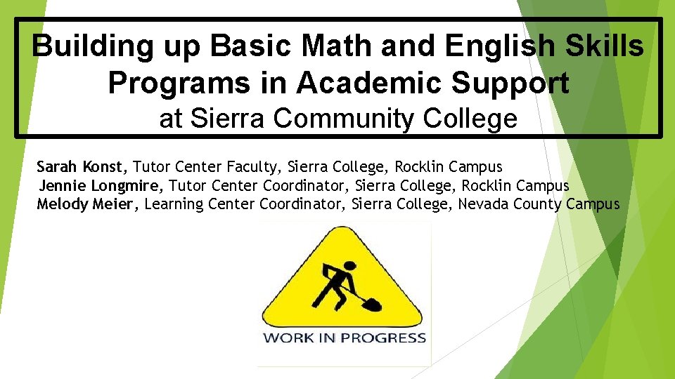 Building up Basic Math and English Skills Programs