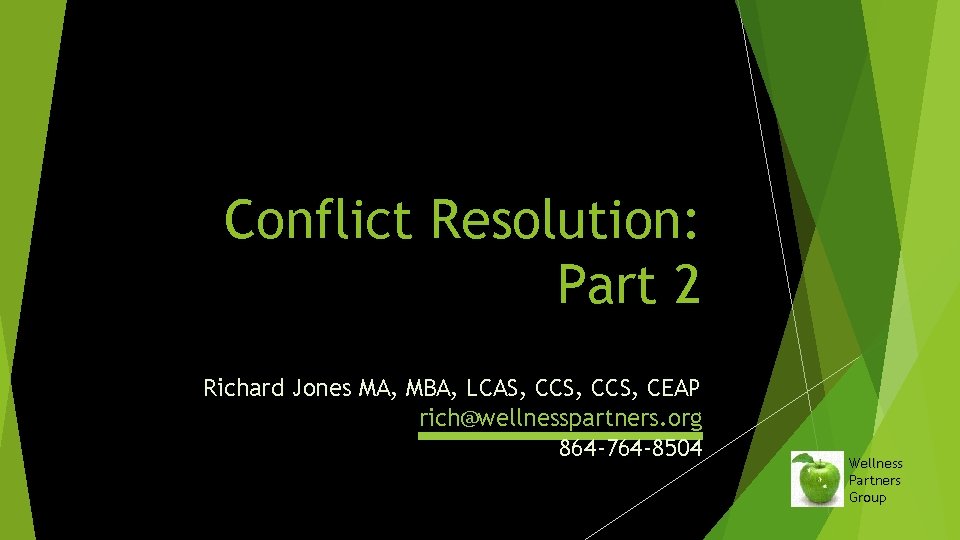 Conflict Resolution Part 2 Richard Jones MA MBA