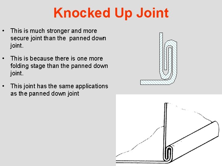 Sheetmetal Joints Joints can be Self Secured Or