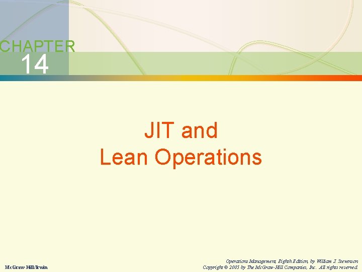 14 1 JIT and Lean Operations Management William