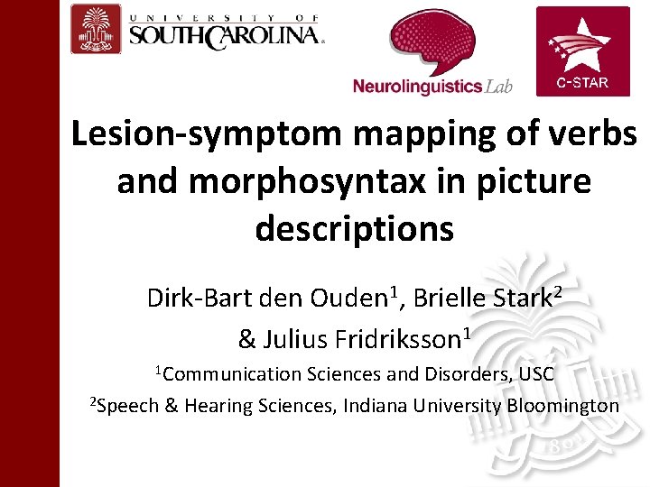 Lesionsymptom mapping of verbs and morphosyntax in picture