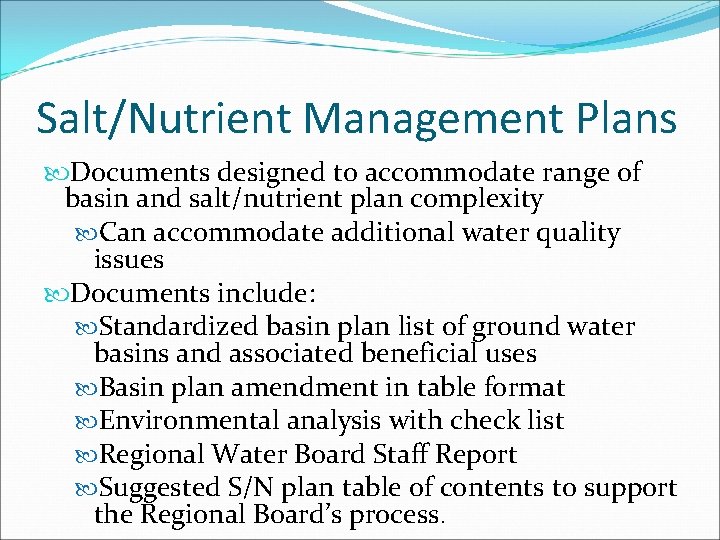 Recycled Water Policy Salt and Nutrient Management Plans