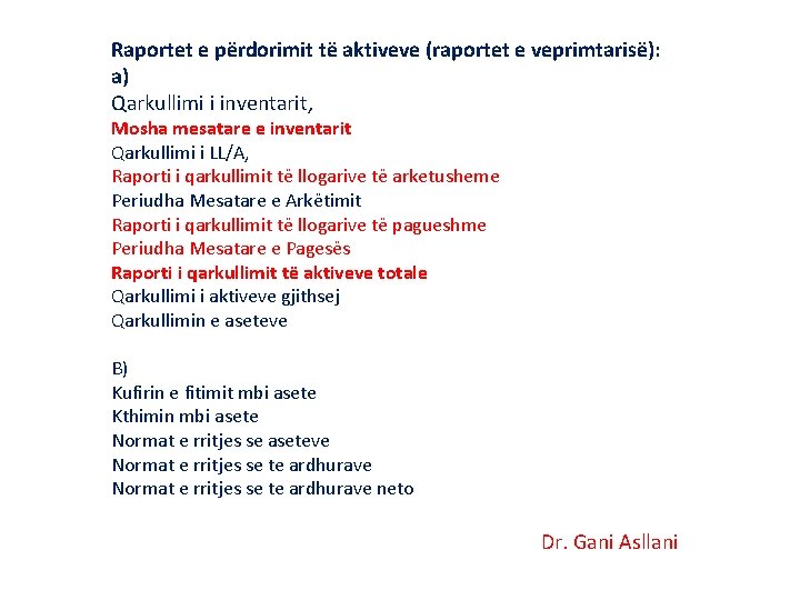 Raportet e prdorimit t aktiveve raportet e veprimtaris