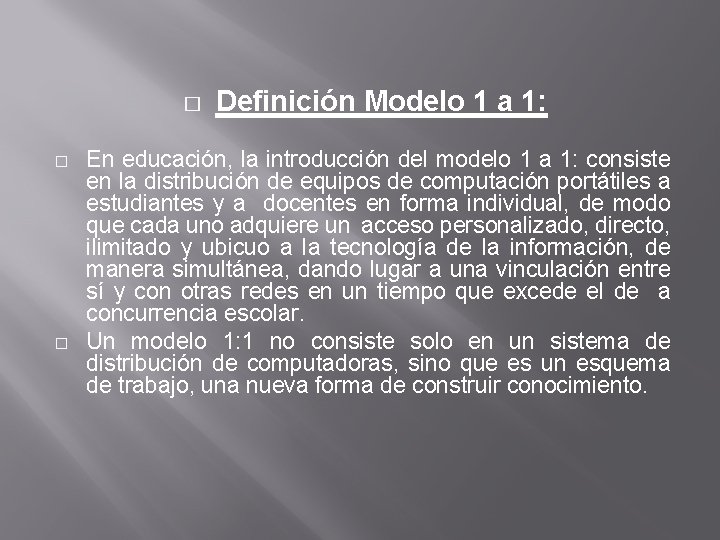 MODELO 1 A 1 SURGIMIENTO En nuestro pas