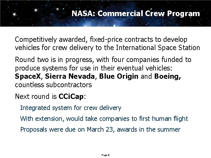 Sustaining Human Activity in Space Through Commercial Spaceflight