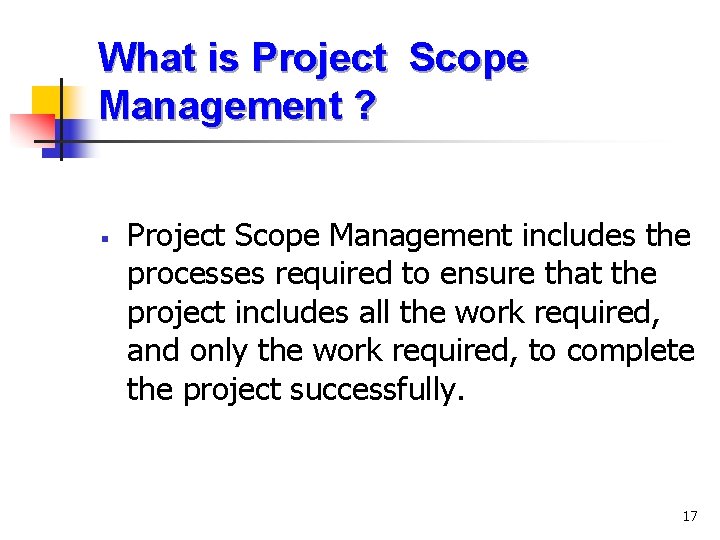 Project Scope Time and Cost Management MGT 8025
