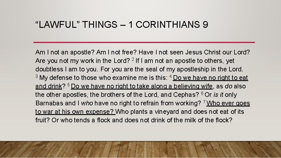 FREEWAY BIBLE CHAPEL 1 Corinthians 10 23 33