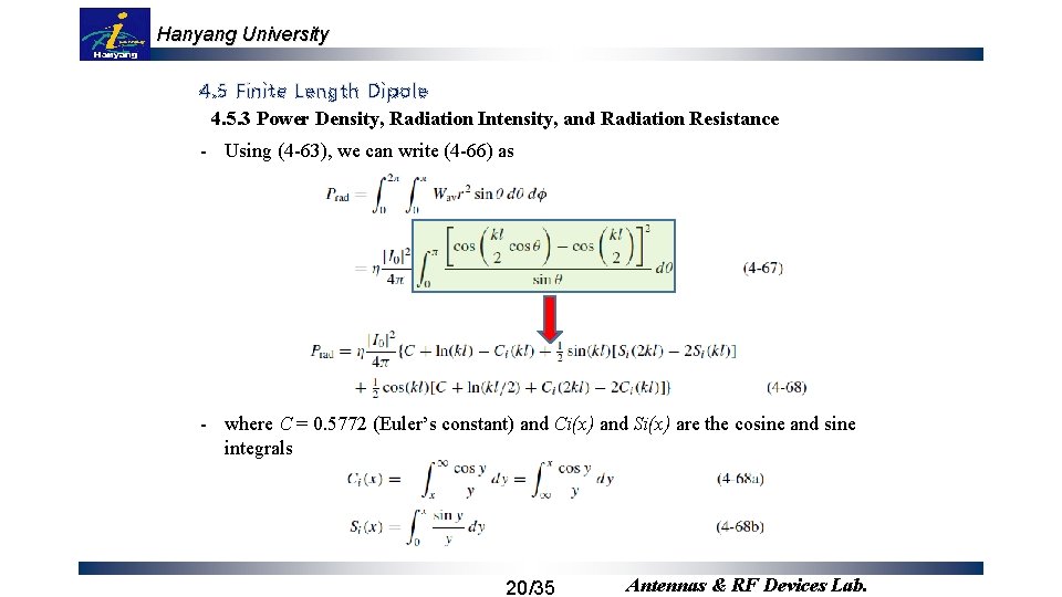Hanyang University ANTENNA THEORY by Constantine A Balanis